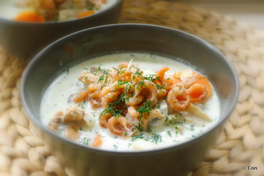 Vissoep uit Büsum met echte Noordzee-garnalen - Con-serveert